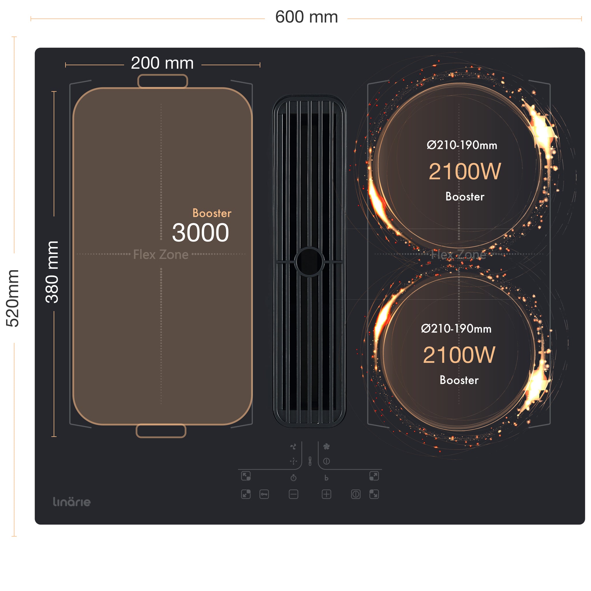 80cm Induction Cooktop | 4 Zone Induction Cooktop with Integrated ...